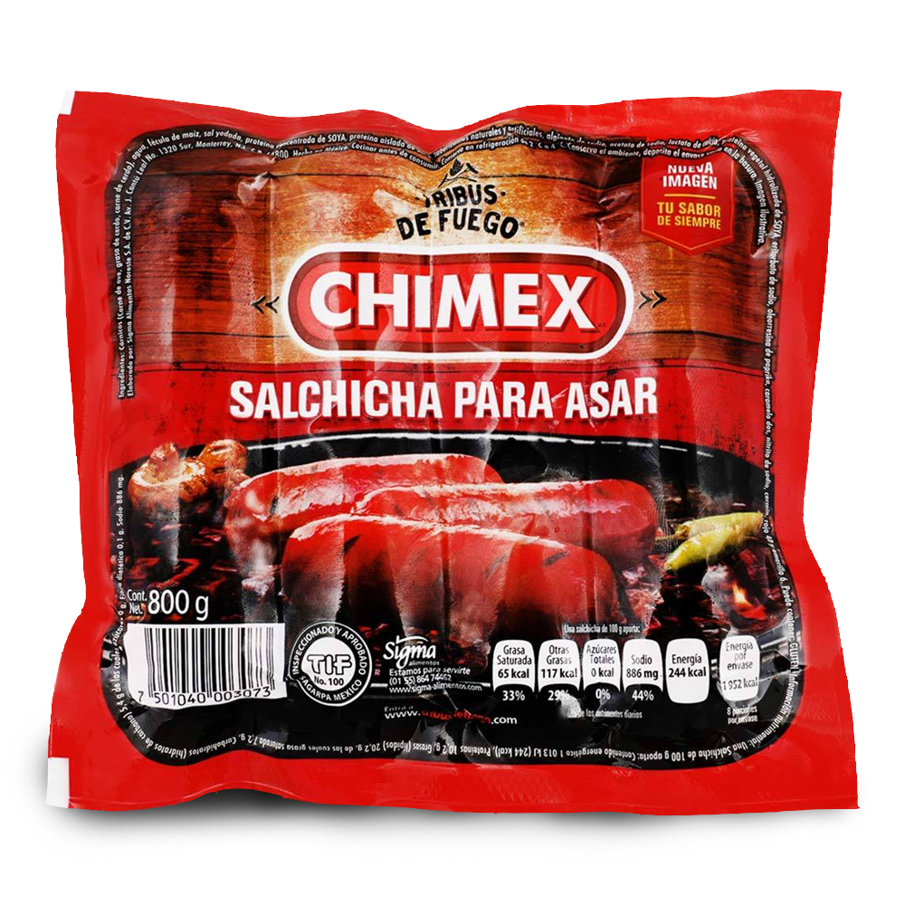 SALCHICHA PARA ASAR CHIMEX -PAQUETE 800 GR-